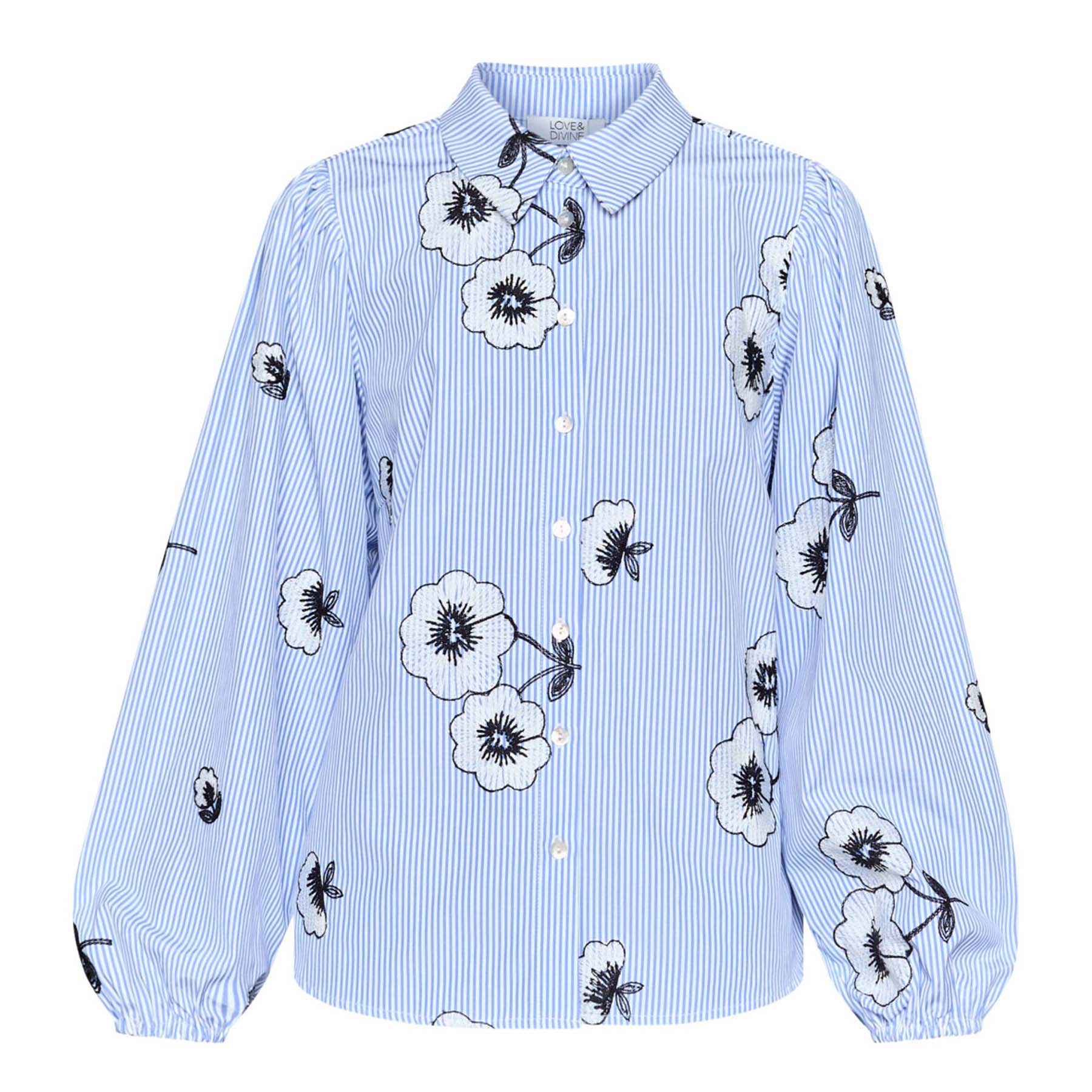 LOVE&DIVINE Skjorte 812 Blue Flower | Fri fragt på dametøj!